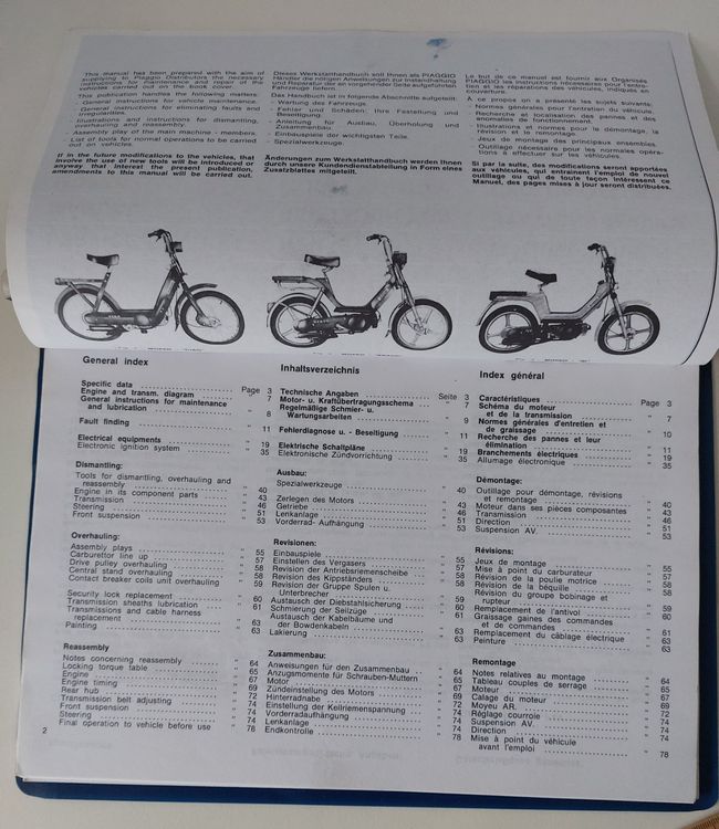 Prospekt Mofa Vespa Piaggio Ciao Bravo Werkstatt Handbuch (Gebraucht) in Schenkon für CHF 28 ...