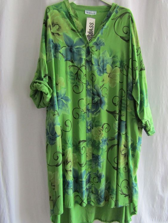 Gr. 50/60, Blusenkleid Kiwi/Blumen, LaBass, asymmetrisch | Kaufen auf ...