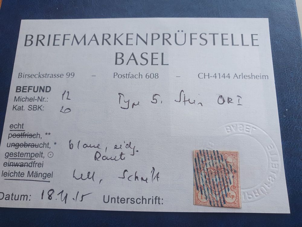 Rayon 20, Type 5 ORI, Befund, blaue Raute, ab 1.- (Gebraucht) in Burgdorf für CHF 12 – mit ...