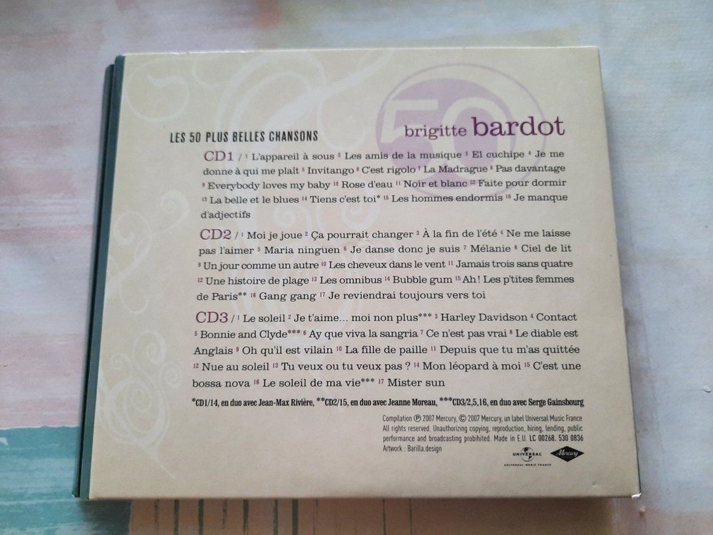 Cds Brigitte Bardot - Les 50 + belles chansons (Digi 3 Cds) (Gebraucht ...