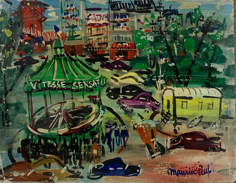 Pariser Strassenszene/Karneval Gemälde unleserlich Signiert (Gebraucht) in Root für CHF 10 – mit ...