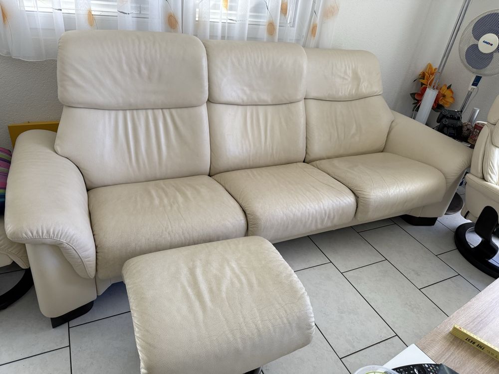 Stressless Sofa + Relax-Sessel Leder weiss vanille (Gebraucht) in Knonau für CHF 1 – nur ...