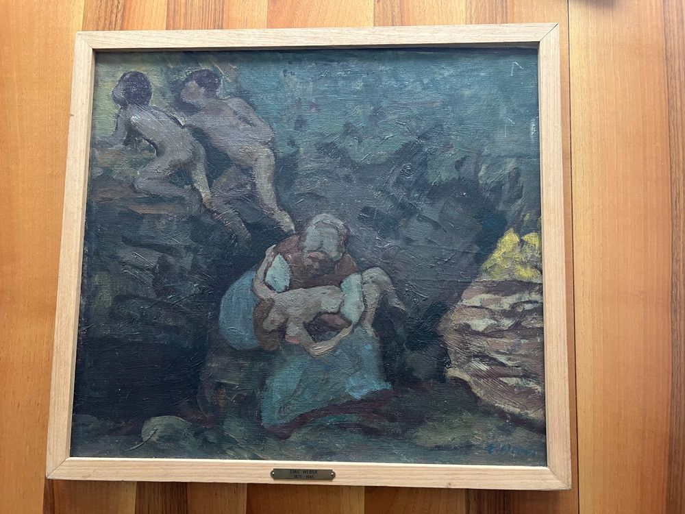 EMIL WEBER 1872-1945 " Katzenwäsche am Bach" Oel/Leinwand | Kaufen auf ...