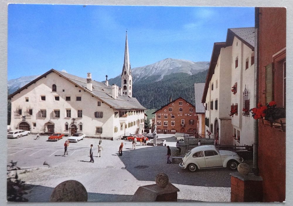 Zuoz 1700 m - Dorfplatz mit Kirche und Plantahaus | Kaufen auf Ricardo