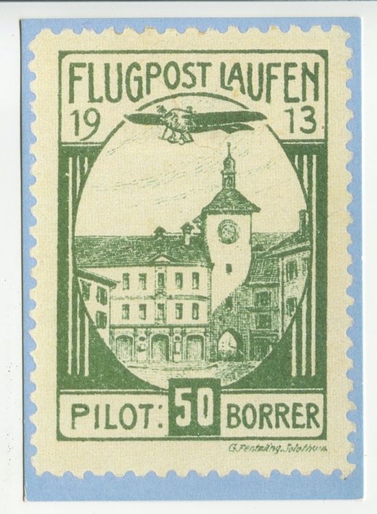 AK Gf (1913) Flugpost Laufen Pilot Borrer, Marken Repro,508B (Neu (gemäss Beschreibung)) in Zug ...
