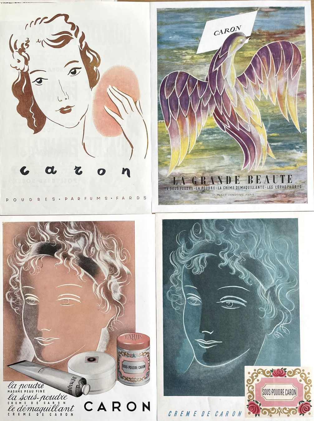 Caron - 4 Alte Werbungen / Anciennes publicités 1946/56 (Gebraucht) in ...