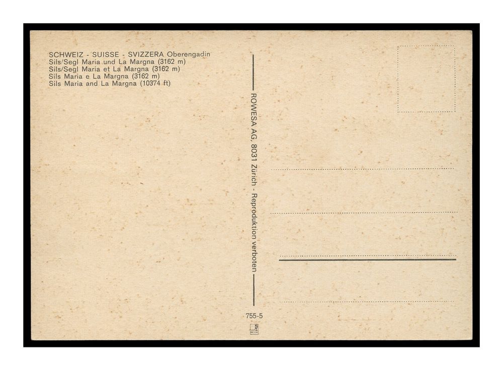 OBERENGADIN - 1960 "Sils Segl Maria und La Margna" (D'occasion) à Onex ...