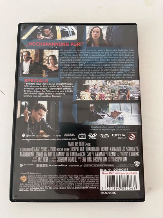 Inception (2010) DVD 📀 -Leonardo DiCaprio (Gebraucht) in Sierre für CHF ...