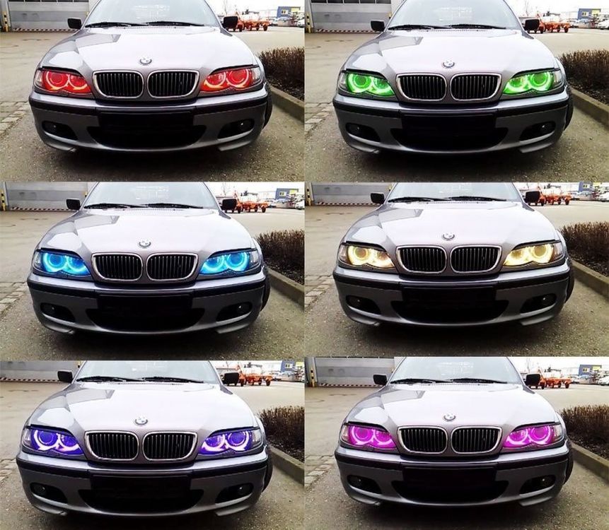 PHARES BMW E46 - Kit Angels Eyes VIOLET 2x 131mm / 2x 146mm (Neu und ...