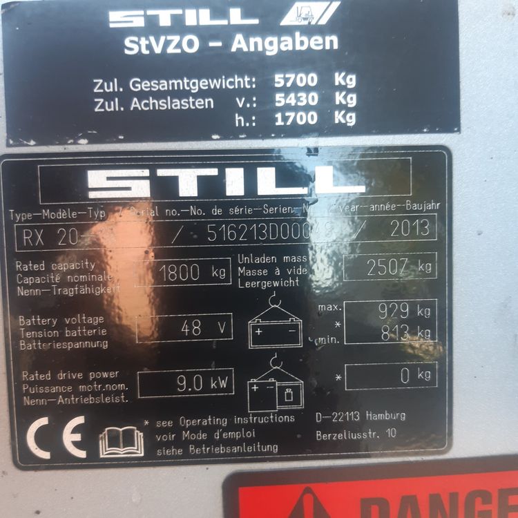 Sapler Still RX20-18 ohne Mast (Defekt) in Hinterforst für CHF 1670 ...