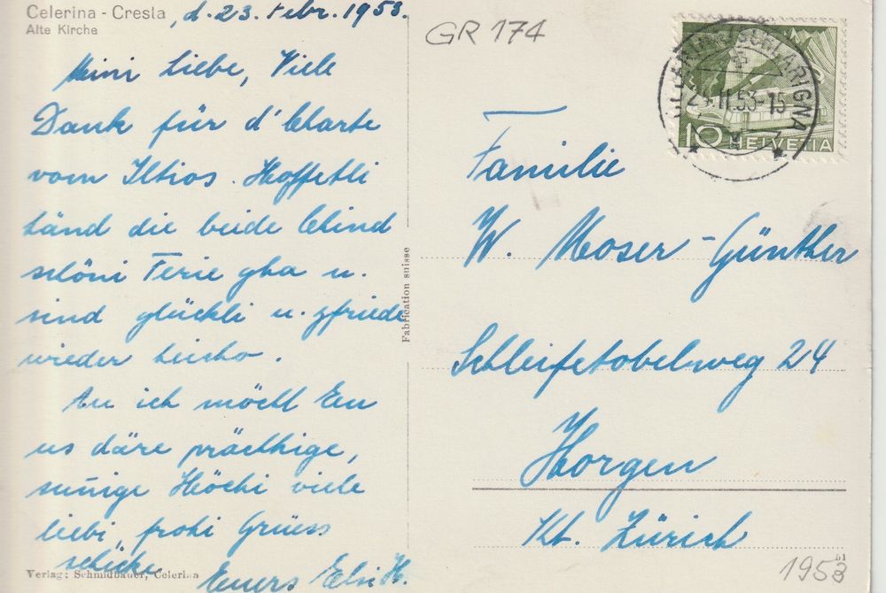 GR 174 Celerina - Cresla, alte Kirche, 1953 | Kaufen auf Ricardo