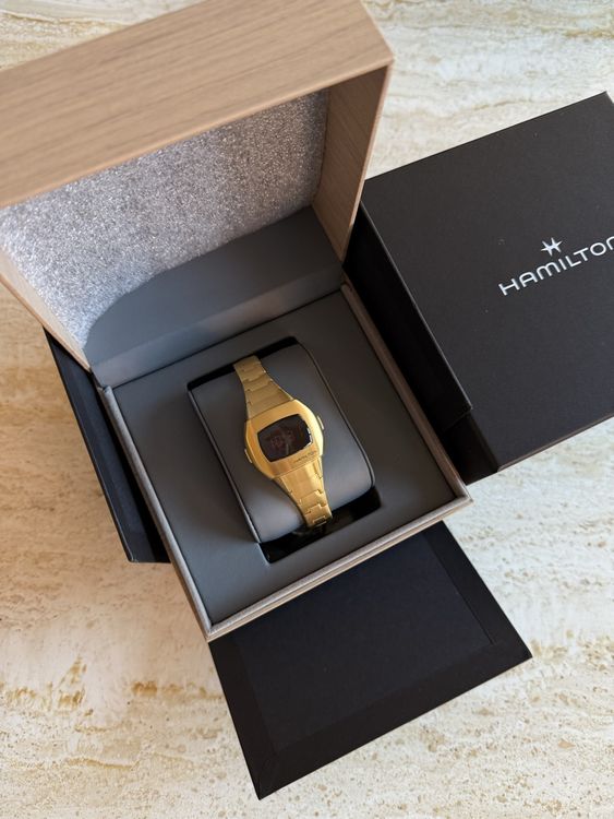 Gold Hamilton PSR LED Digital Watch 70s Look (Neu und originalverpackt ...