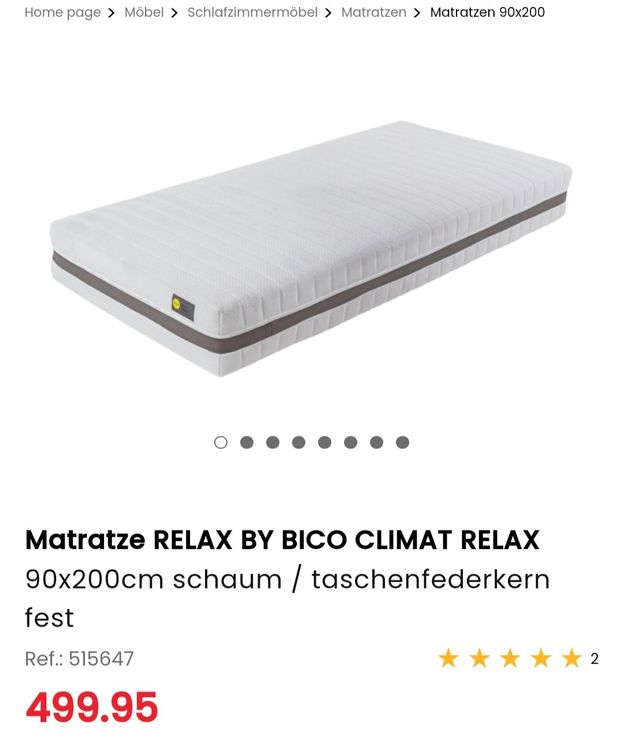 Matratze 90x200 BICO CLIMA RELEX (2 Stück) (Neu und originalverpackt ...
