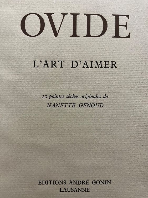 Ovide - Limitiert Buch mit Radierungen von Nanette Genoud (Gebraucht) in Root für CHF 134 – mit ...