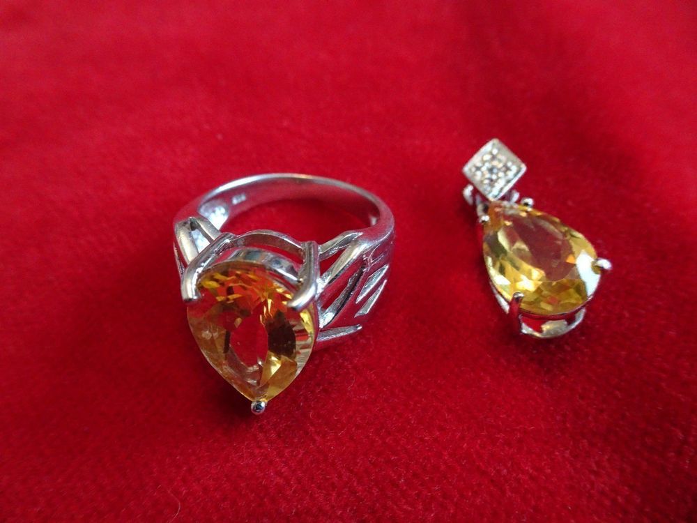 925 Silberring und Anhänger m. Citrin | Kaufen auf Ricardo