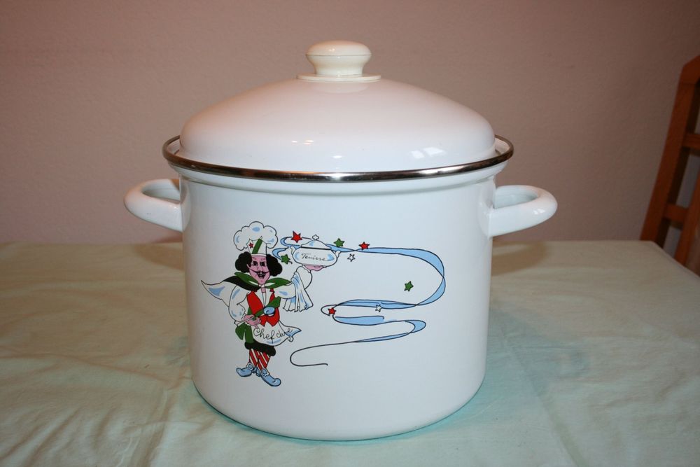 Grosser, emaillierter Kochtopf für Spaghetti, Suppe usw. (Gebraucht) in ...