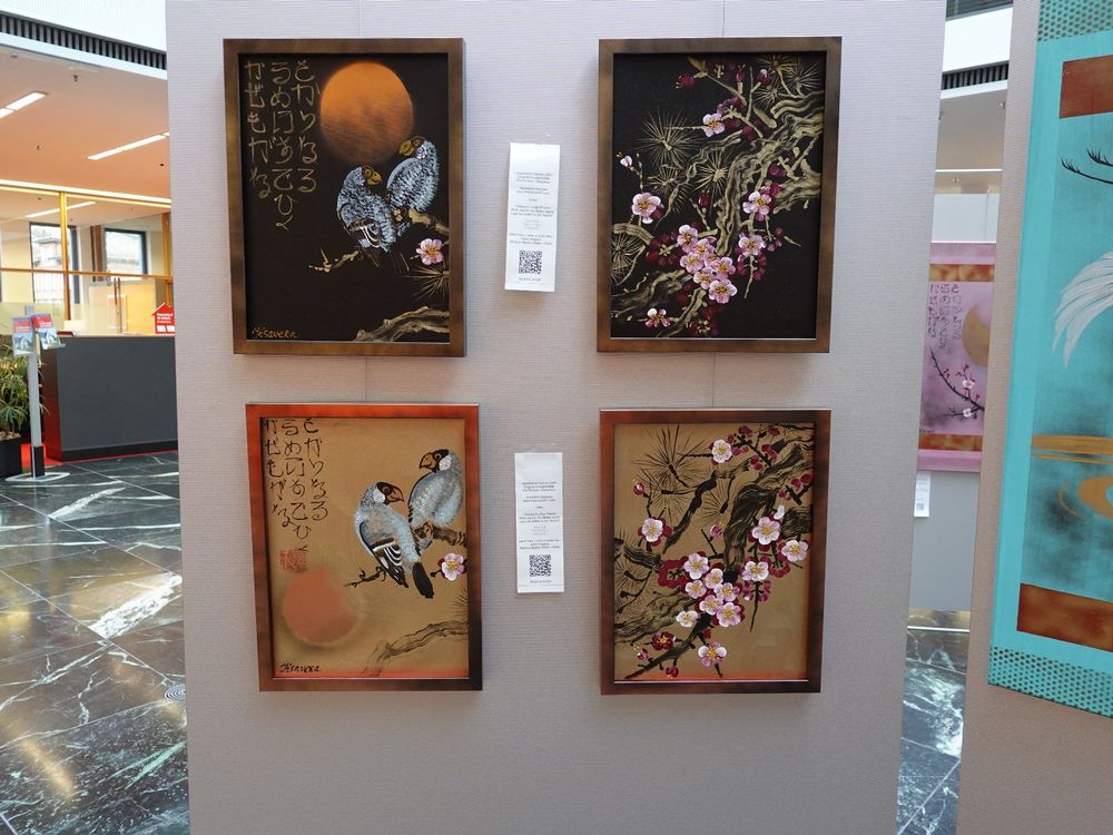 Japanische Sakura J364 ⚡️ Diptychon Acrylgemälde 43x70cm | Kaufen auf Ricardo