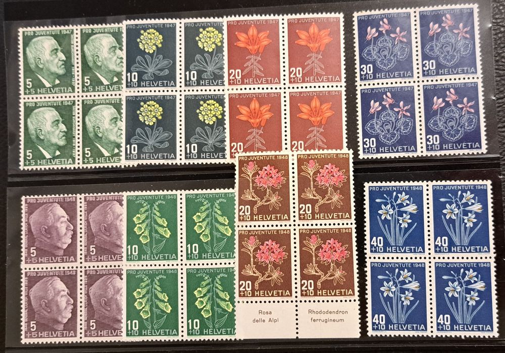 27 Stk. Pro Juventute Viererblocks 1947-1952 */** (Gebraucht) in Münchwilen AG für CHF 5 – mit ...