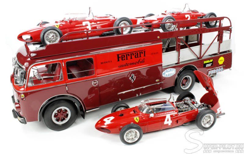 1/18 CMC Fiat 642 Ferrari Transporter mit 3 CMC Ferrari F1 (Gebraucht ...