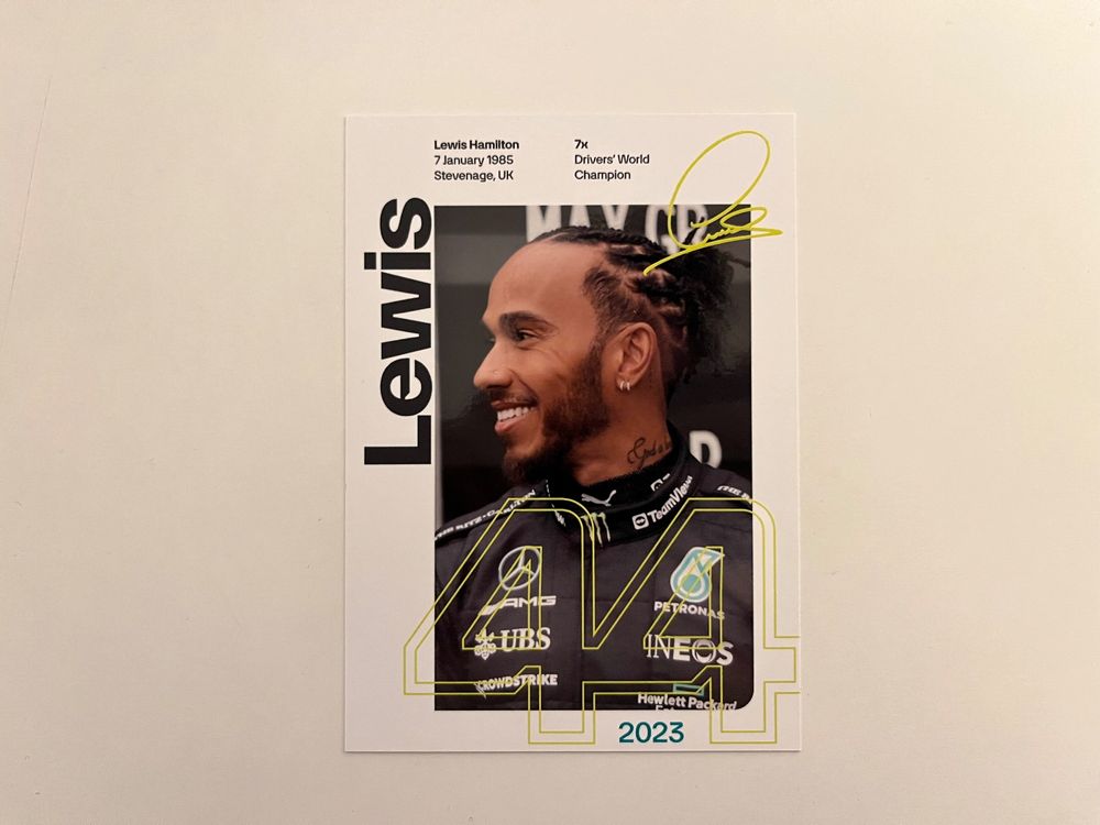 Lewis Hamilton Formel 1 Mercedes Autogrammkarte 2023 (Neu (gemäss ...