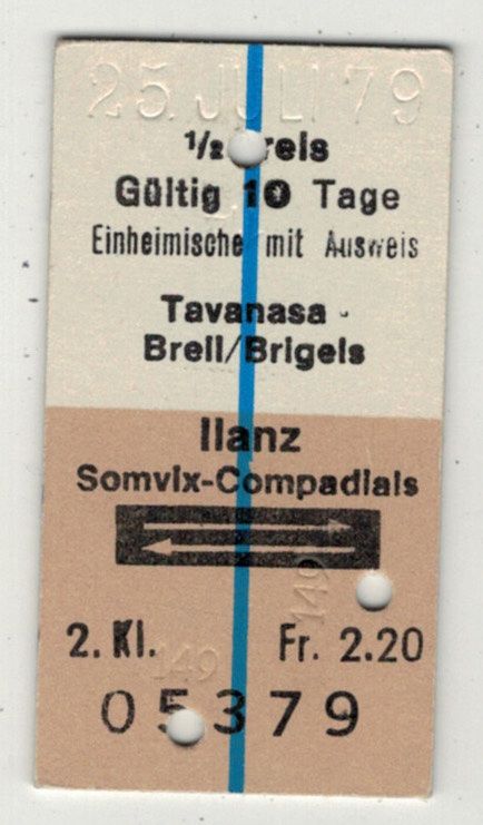 Billet SBB-CFF / Tavanasa-Brell/Brigels (Gebraucht) in La Tour-de-Peilz ...