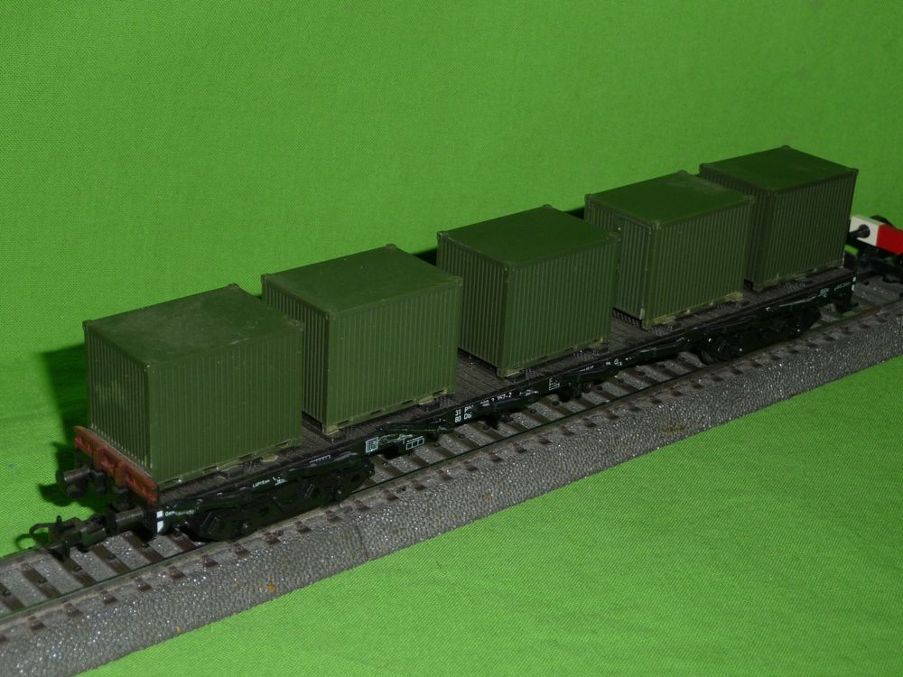 DB Vierachs- Rungenwagen 4663 +"Militär"-Container Relex Fix (Gebraucht ...