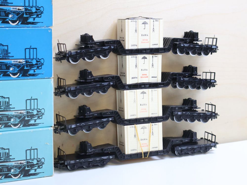 Märklin 4 x Tiefladewagen mit Ladegut 4618 - H0 Gussmodelle (Gebraucht ...
