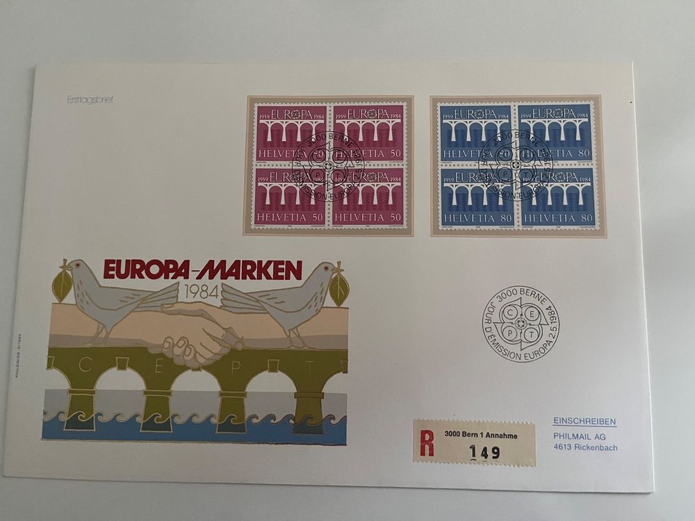 Luxusbrief Europa Marken 1984 4er Block Serie FDC | Kaufen auf Ricardo