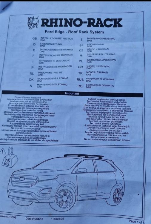 RHINO-RACK Ford Edge Rack System (Neu und originalverpackt) in ...