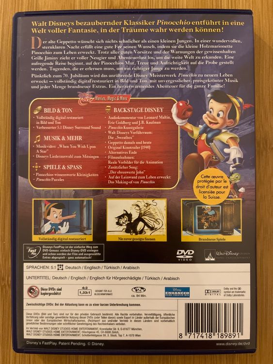 Disney DVD: Pinocchio, Platinum Edition (Neu (gemäss Beschreibung)) in Sierre für CHF 5.95 – mit ...