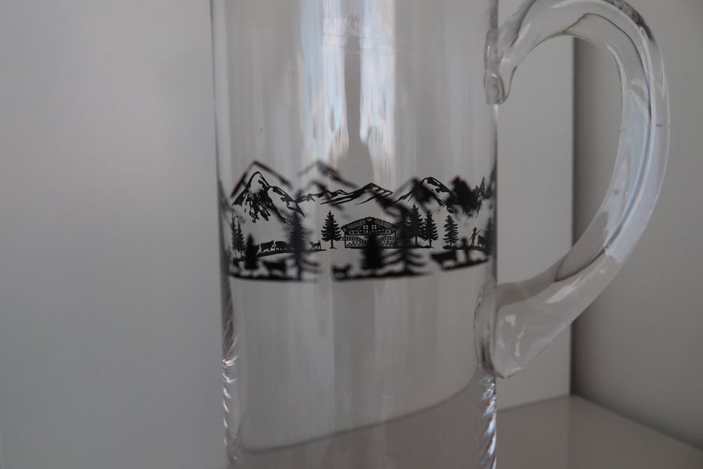 Grosser Glaskrug mit CH Folklore-Motiv Deko - NEU (Neu und ...