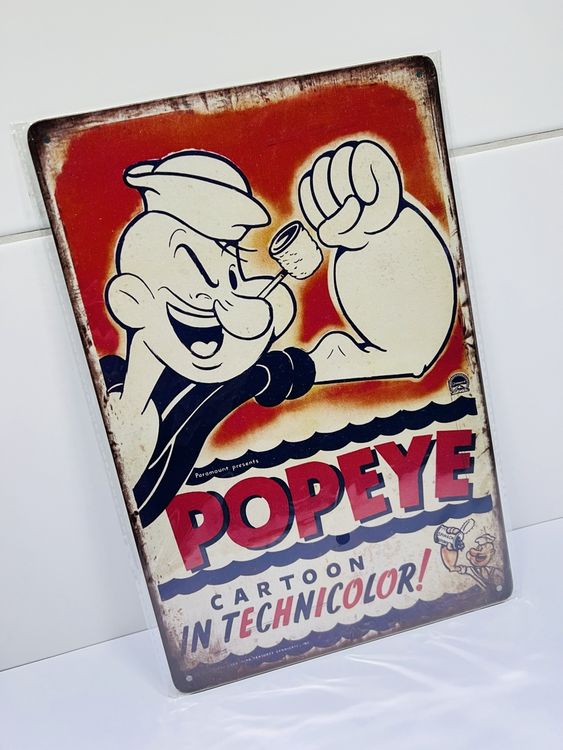 POPEY Cartoon - BlechTafel 20 x 30 cm - Paramount presents.. (Neu ...