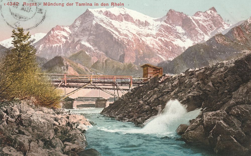 Ragaz 1910 Mündung Tamina in den Rhein koloriert AK (Gebraucht) in ...