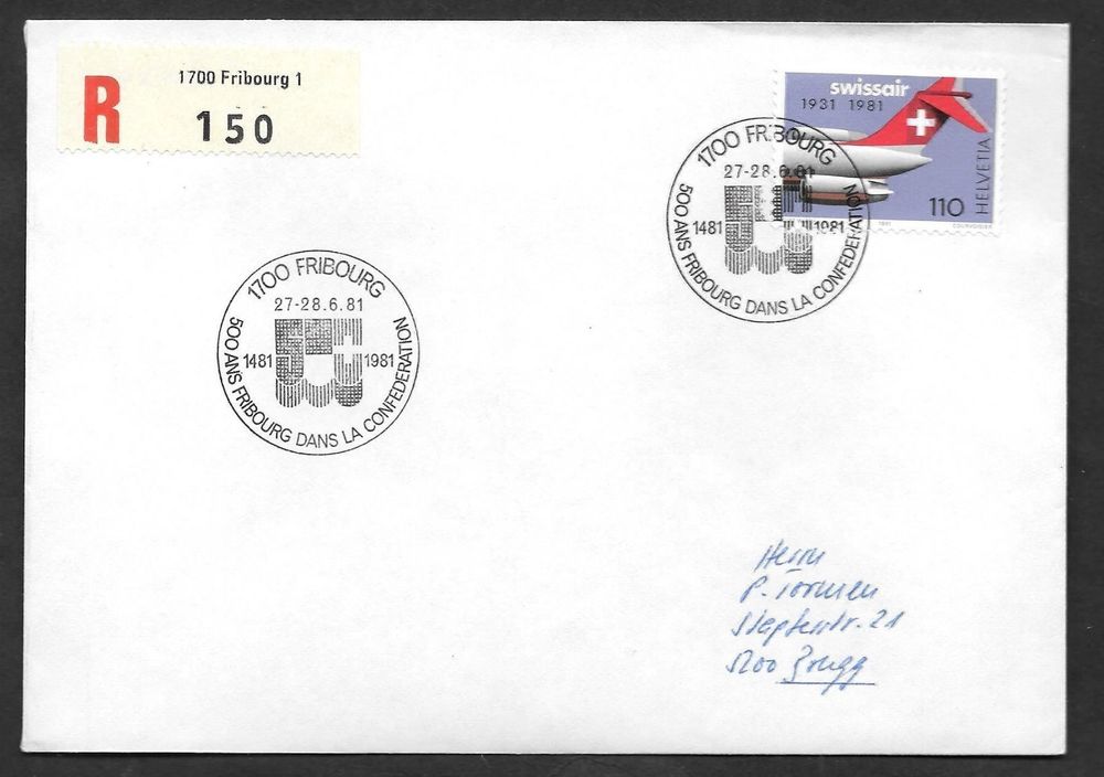 Sonderbrief S 1059 500 Jahre Fribourg Eidgenossenschaft 1981 (Neu (gemäss Beschreibung)) in ...