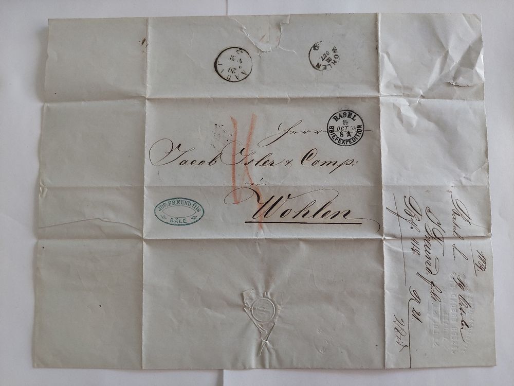 Alter Brief Basel Wohlen 1859 mit Poststempel (Gebraucht) in Härkingen ...