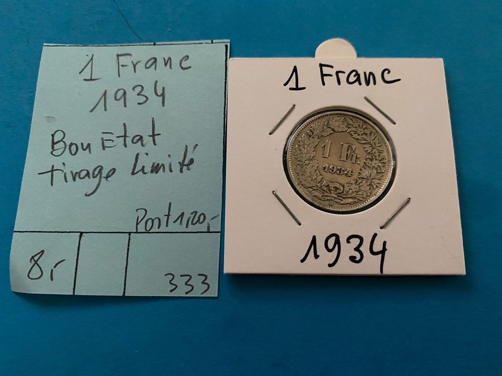 1 FRANC 1934 - Bon état - tirage limité (Gebraucht) in genève für CHF 7 – mit Lieferung auf ...