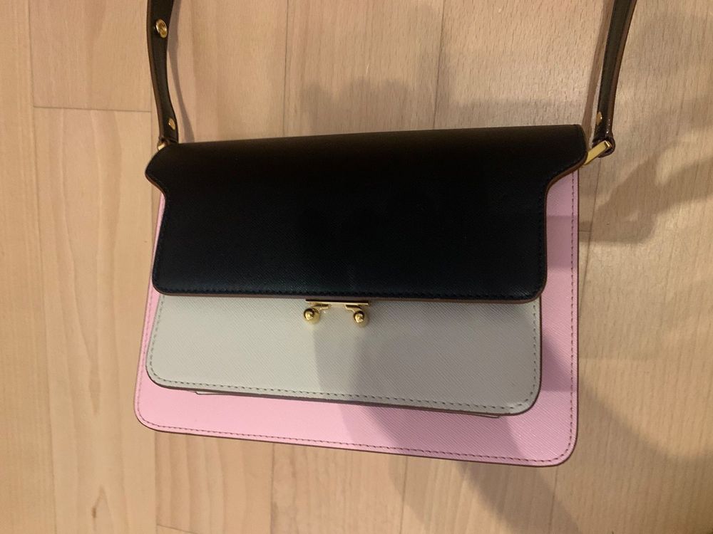 Original Marni Tasche Trunk Medium in Schwarz/Rosa/Creme (Gebraucht) in ...