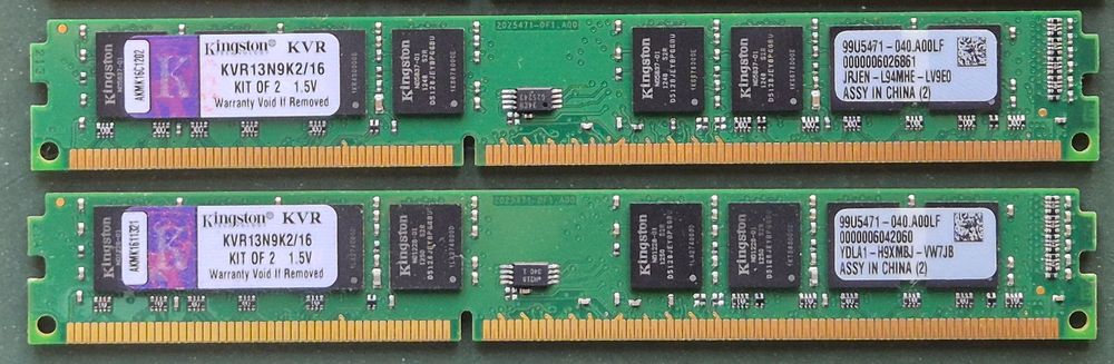 Kingston Memory DDR3 16GB Kit 1333MHz RAM, 2x8 GB, tot. 16GB (Gebraucht ...