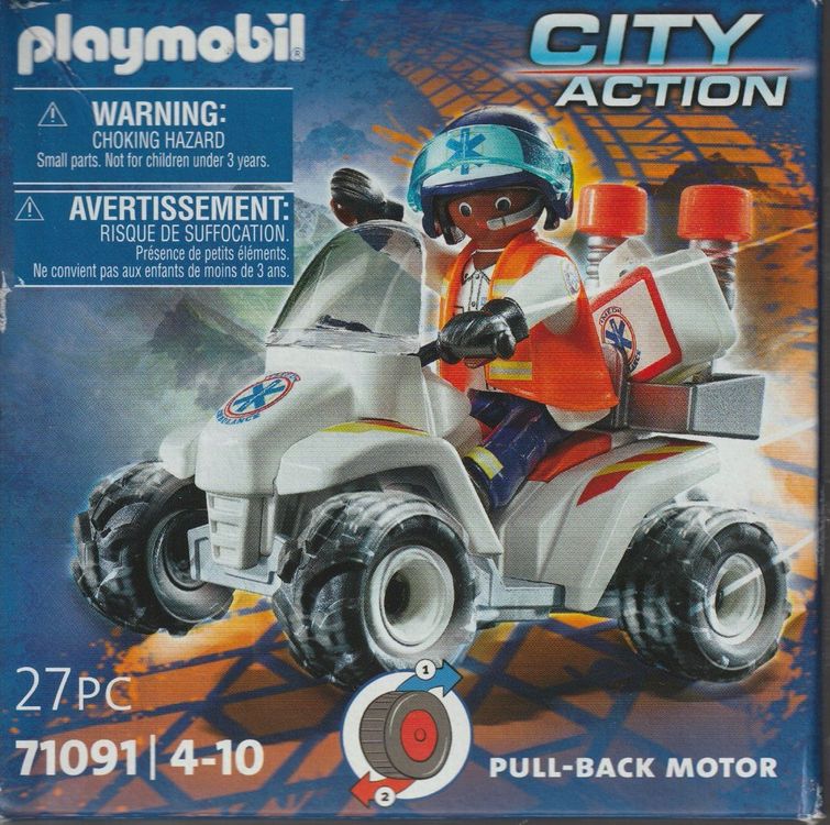 PLAYMOBIL CITY ACTION 71091 QUAD UNITA' DI SOCCORSO pull bac (Neu und ...