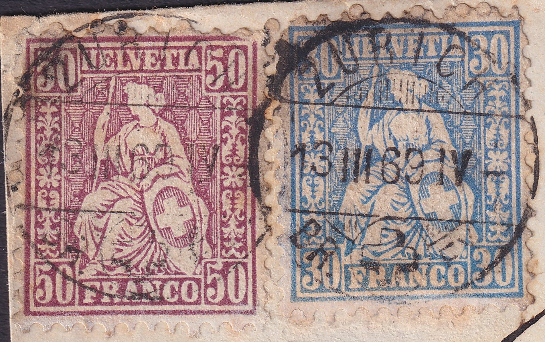 1869, Nr.43+41 auf Brief von ZÜRICH, n. NEW YORK, Kat: 400.- (Gebraucht ...