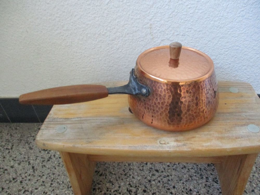 Vintage Kupfer Caquelon Pfännchen mit Deckel gehämmert | Kaufen auf Ricardo