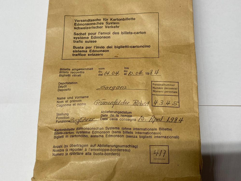 LOT Bahnbillette Sargans ///F491 (Gebraucht) in Bern für CHF 25 – mit ...