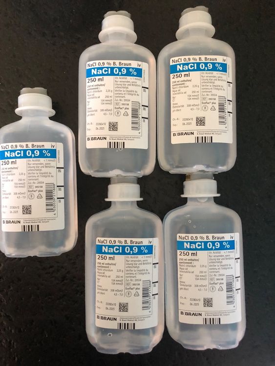 NaCl 0,9% Infusionslösung 250 ml Braun Kochsalzlösung (Neu und ...