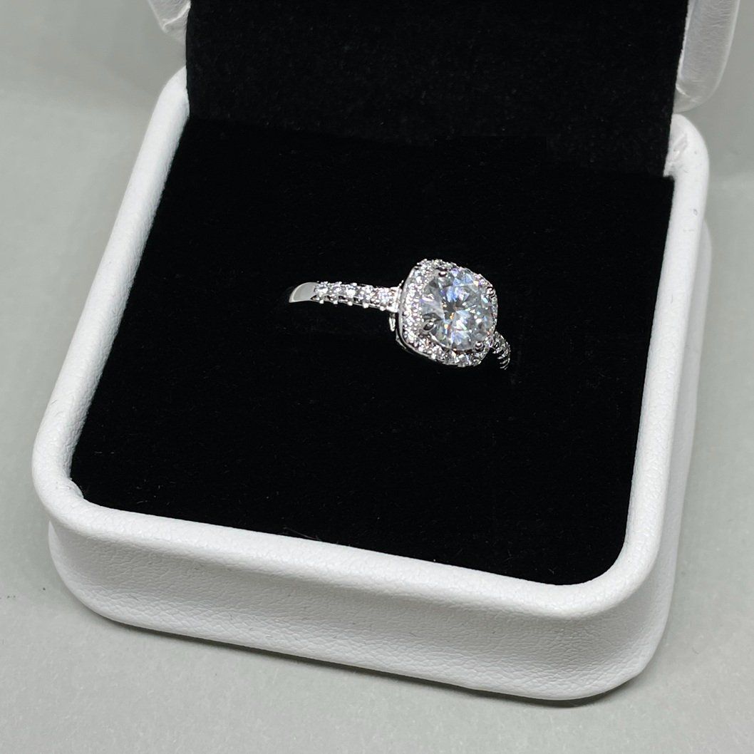 Moissanite Ring, Sterlingsilber 1 ct Gr. 53 mit Zertifikat (Neu (gemäss ...