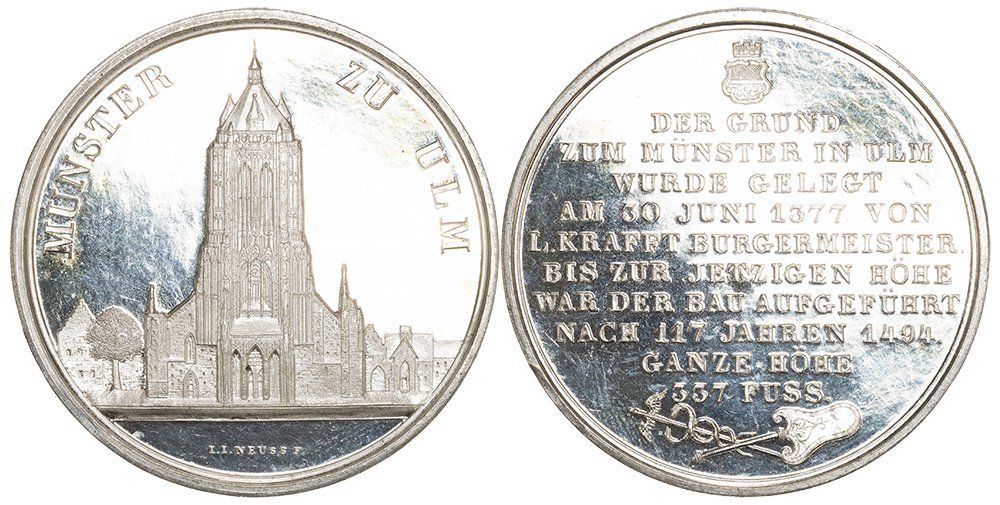 Gedenkprägung "Münster zu Ulm" ohne Jahr (vz von Stgl.) (Neu (gemäss Beschreibung)) in Kollbrunn ...