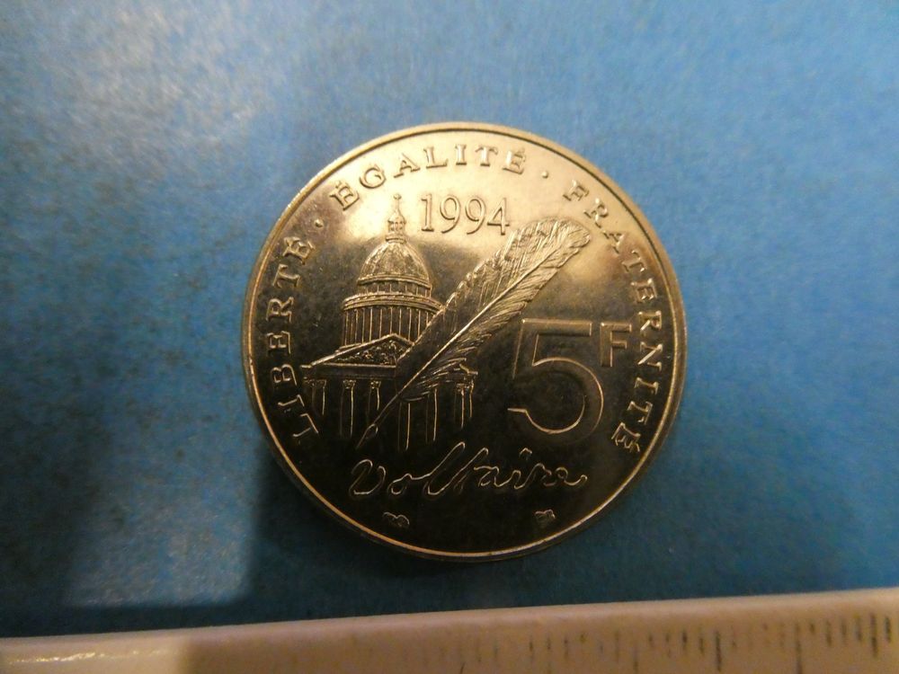 Frankreich 1994, 5 Francs, Sondermünze Voltaire unzirk. (Gebraucht) in ...