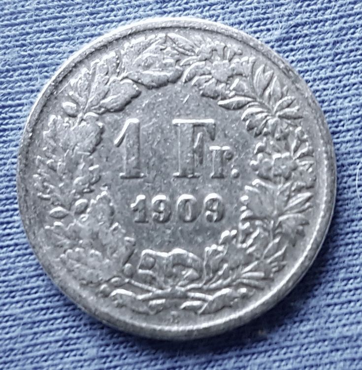 1 Franken 1909 uralte sehr rare Silbermünze ab nur 1 Fr !!! | Kaufen auf Ricardo