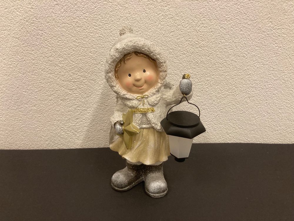 Schneekind mit Laterne Girl, ca. 38 x 24 x 17 cm, Polyresin (Neu ...