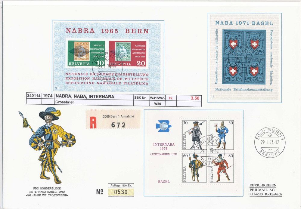 1974 NABRA, NABA, INTERNABA - Block, Grossbrief (Gebraucht) in ...