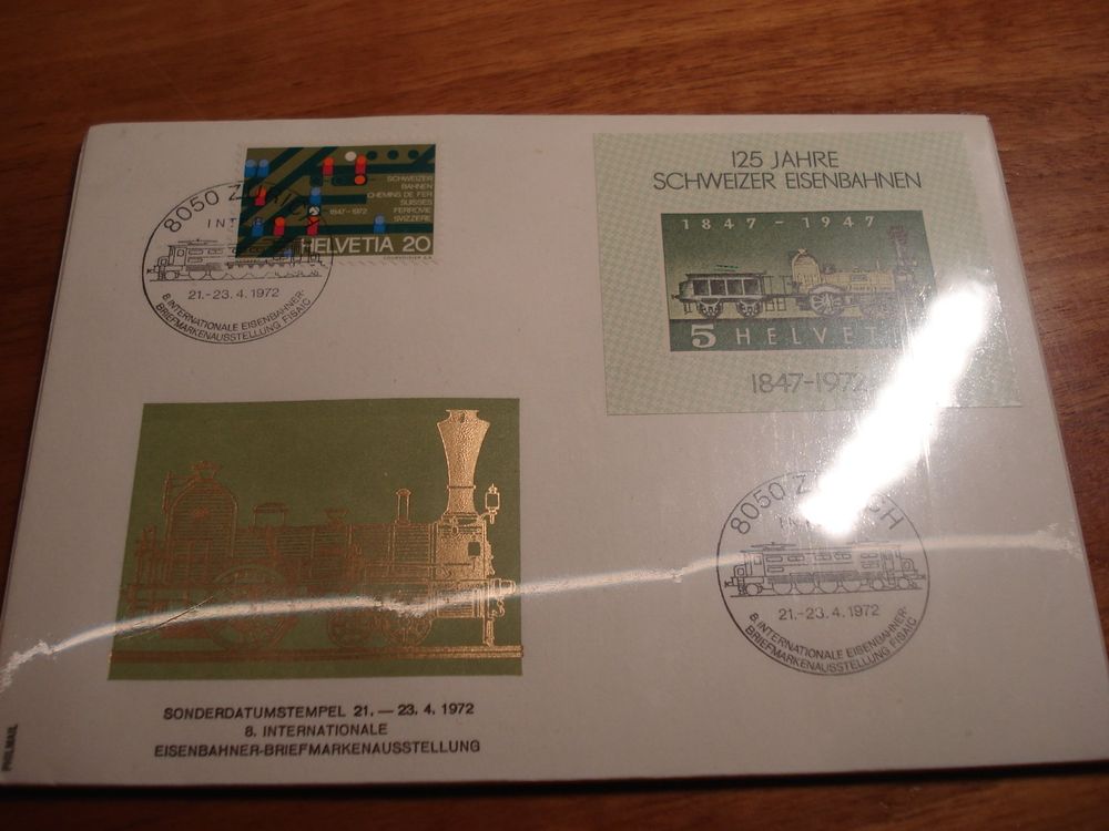 Brief 1972, mit Vignettenblock 125 Jahre Eisenbahn (Gebraucht) in Niederwil AG für CHF 1 – mit ...